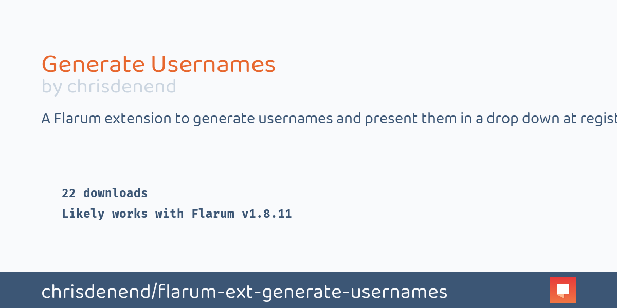 Generate Usernames by chrisdenend - Flarum