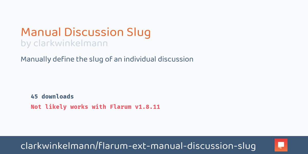 Manual Discussion Slug by clarkwinkelmann - Flarum