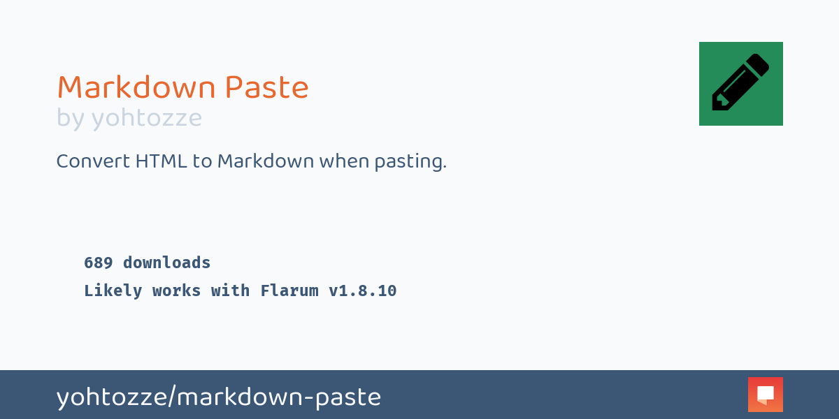 Markdown Paste by yohtozze - Flarum Markdown Paste by yohtozze - Flarum
